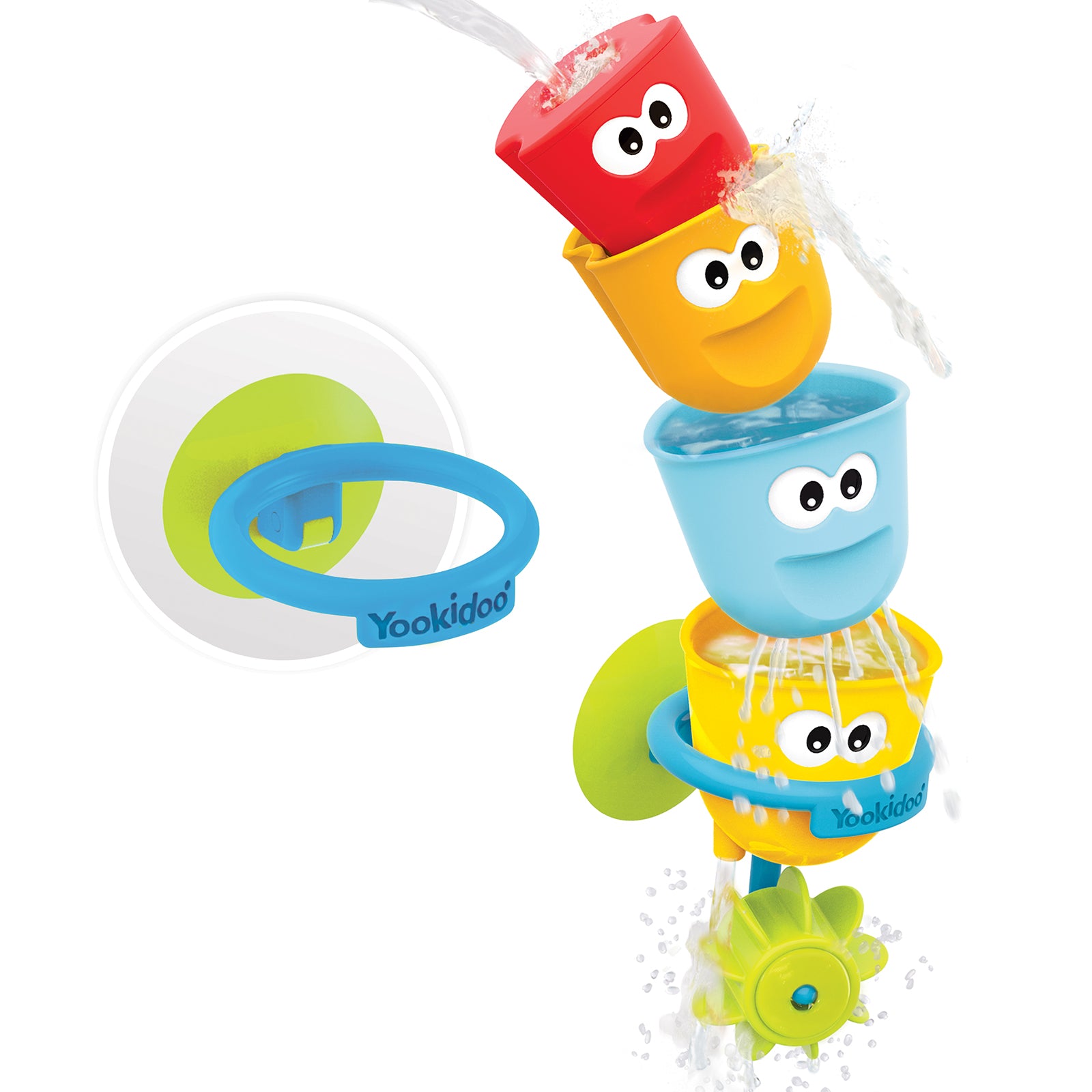 Yookidoo Fill N Spill Action Cups Attachable Kids Bath Toy Set